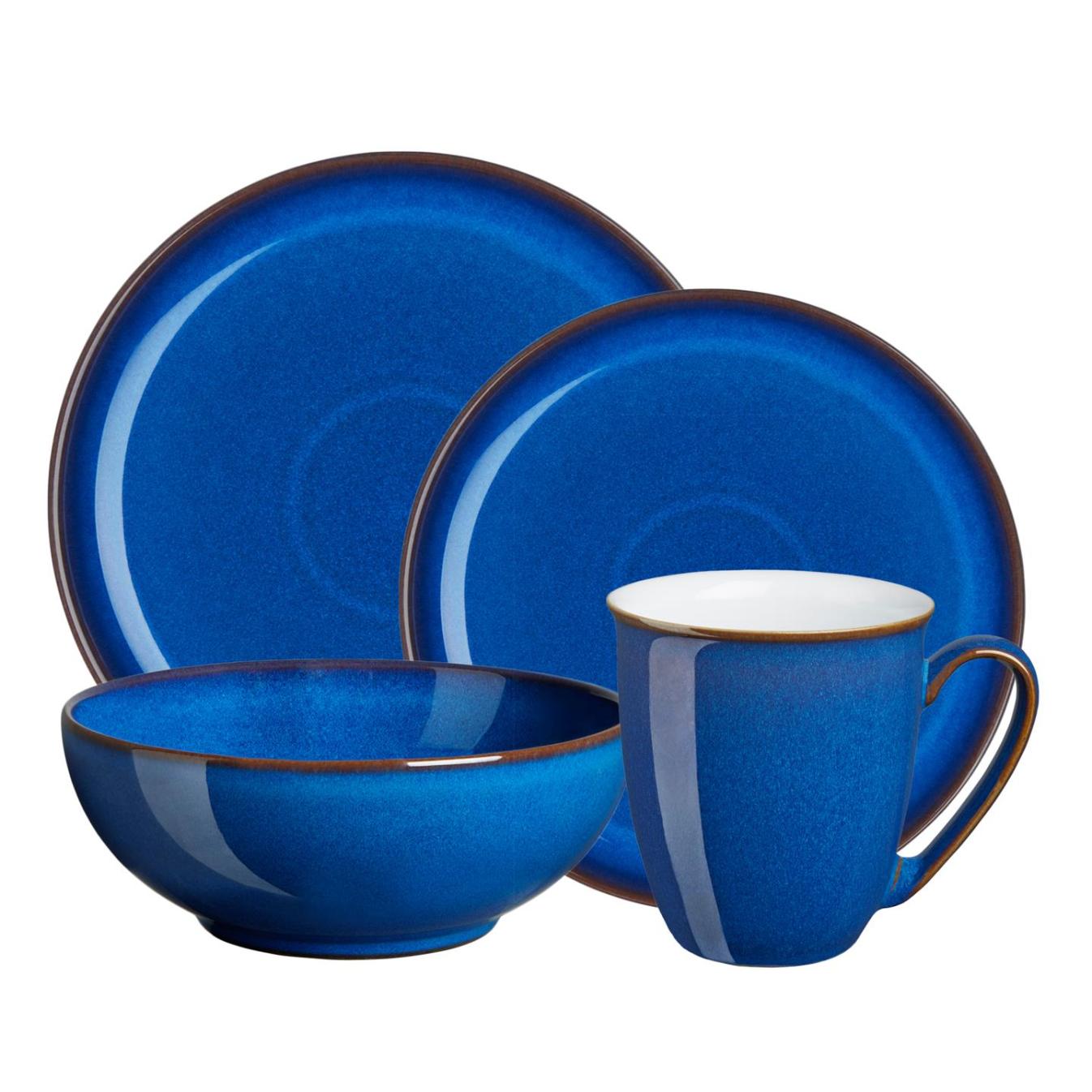 Imperial Blue 16 Piece Coupe Dinnerware Set with Coffee Beaker – Denby