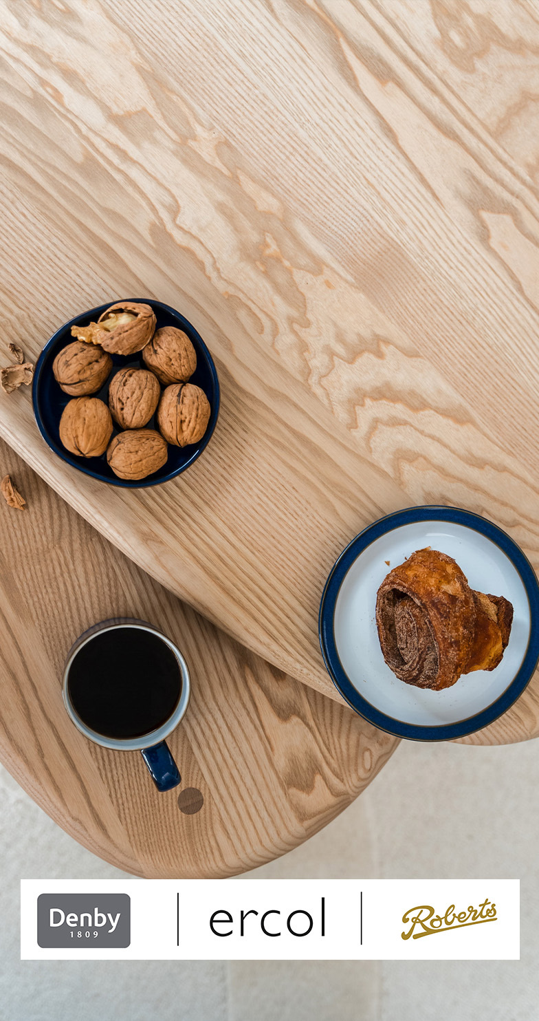 Imperial Blue X Ercol and Roberts Radio – Denby